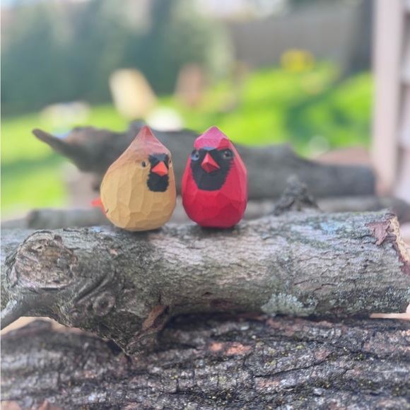 Bird | Handcrafted Wooden Bird Figurines Red And Brown | Poshmark